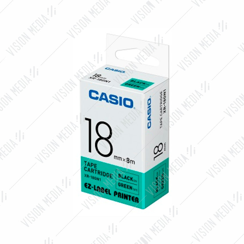 CASIO EZ-LABEL 18MM BLACK ON GREEN (XR-18GN1) | Vision Media Supplies