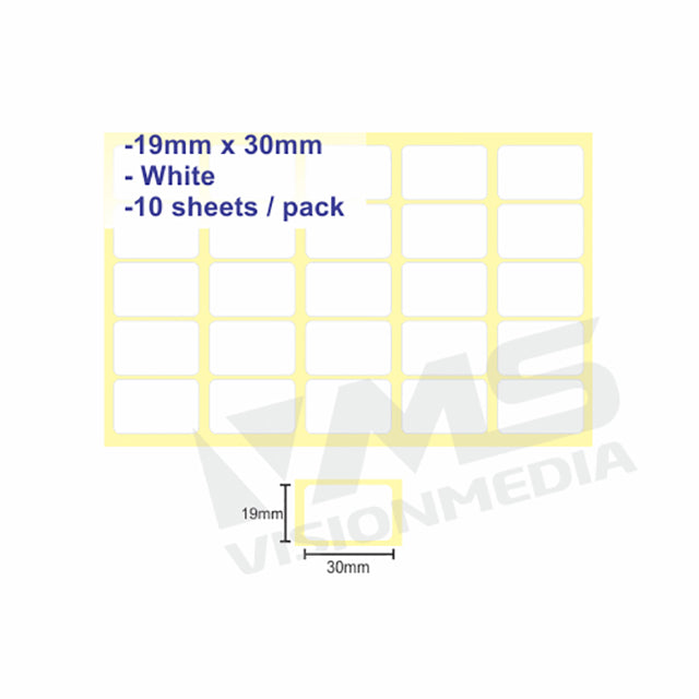 LABEL STICKER 19MM X 30MM | Vision Media Supplies