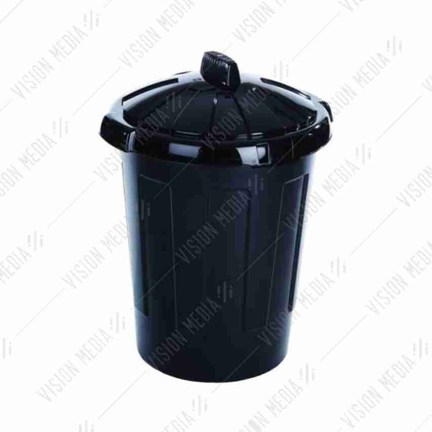 PLASTIC DUSTBIN WITH COVER (BLACK) (80 LITRE) | Vision Media Supplies