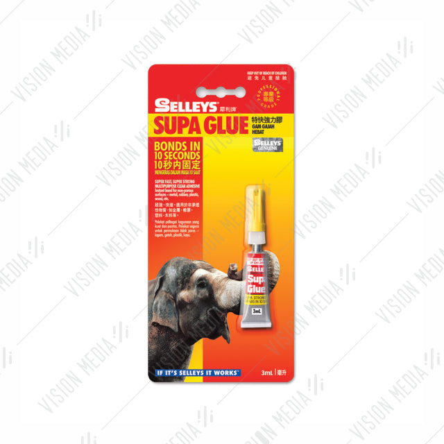 SELLEYS SUPA GLUE SINGLE TUBE 3ML (GL-0045) | Vision Media Supplies